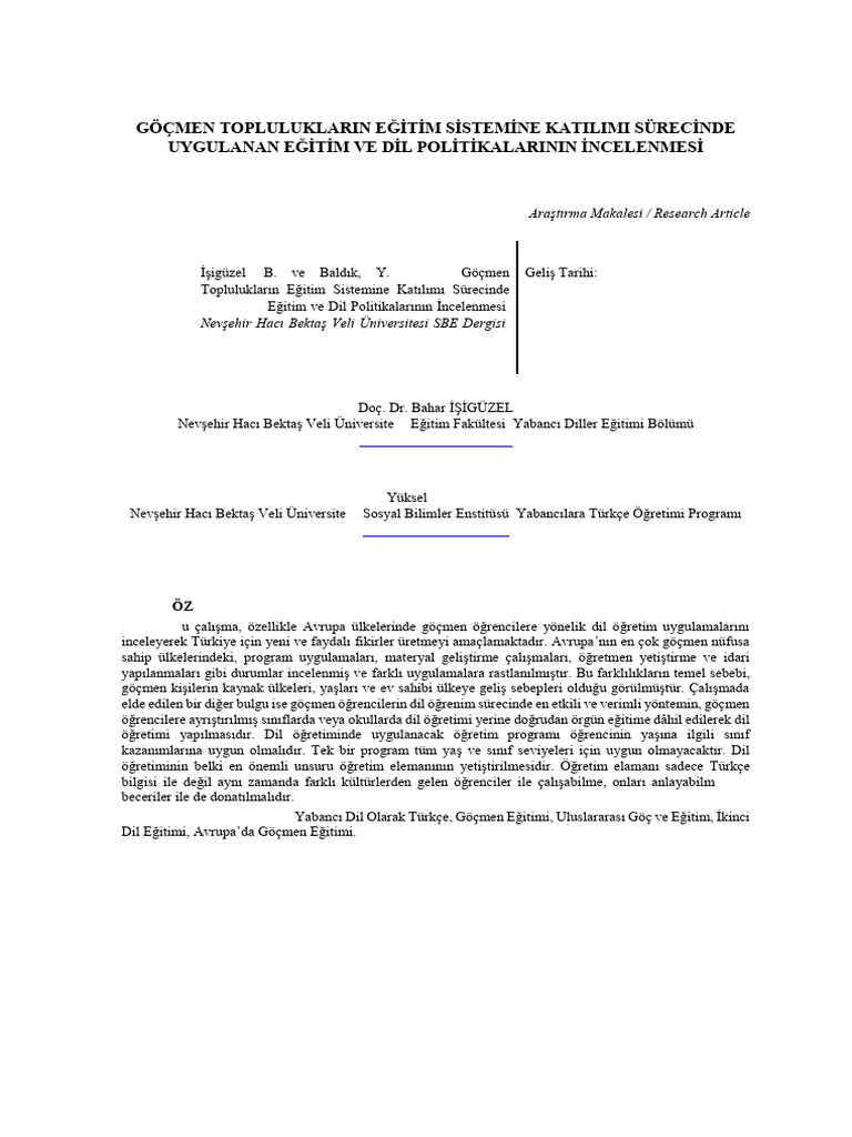 G Men Topluluklarin e T M S Stem Ne Katilimi S Rec Nde Uygulanan e T M Ve D L Pol T Kalarinin ...