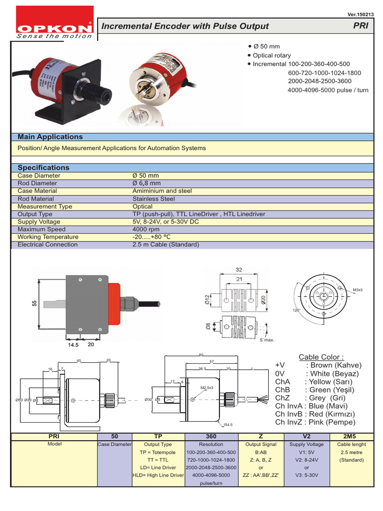 Datasheet 1273537 Opkon Incremental Rotary Encoder 1 Pcs Pri 50r6 HLD ...