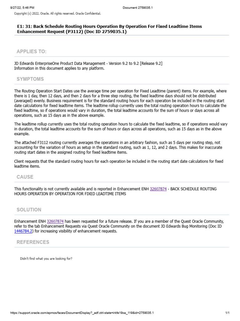 Back Schedule Routing Hours Operation by Operation For Fixed Leadtime ...