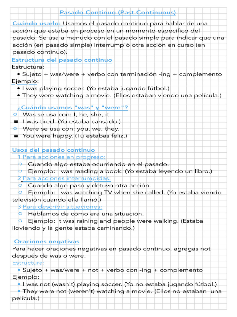 Pasado continuo | PDF