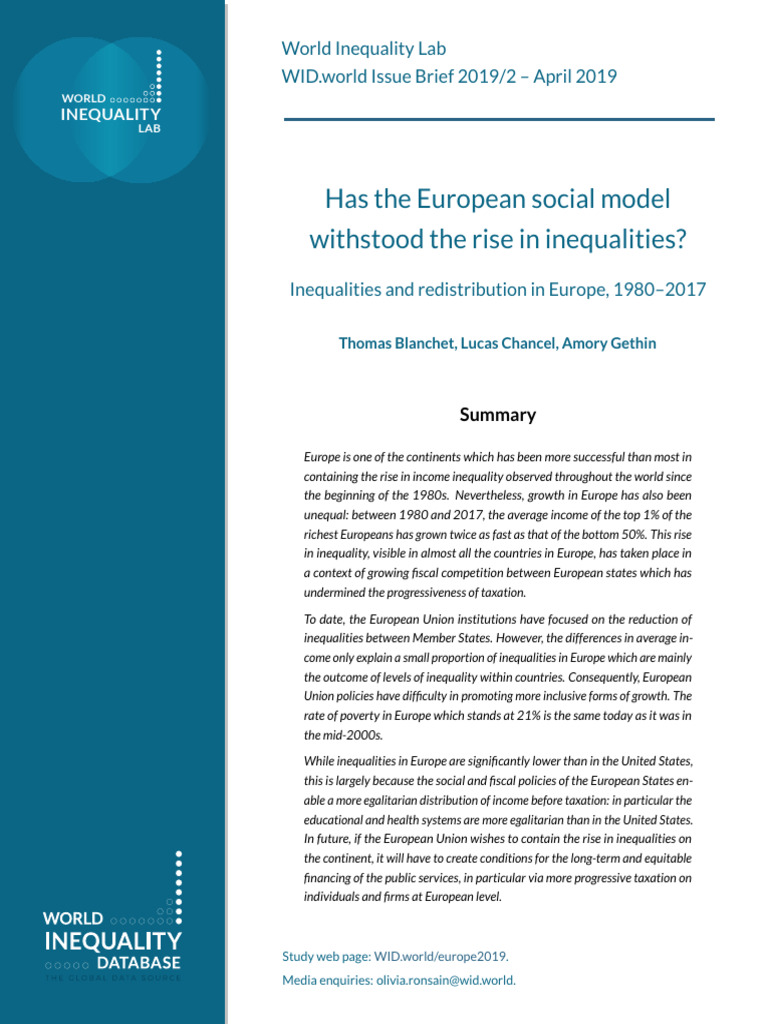 Europe’s Income Inequality Trends 1980-2017 | PDF | Poverty ...