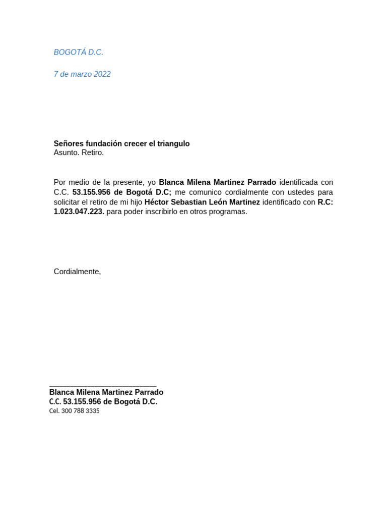 Carta Modelo 2 | PDF