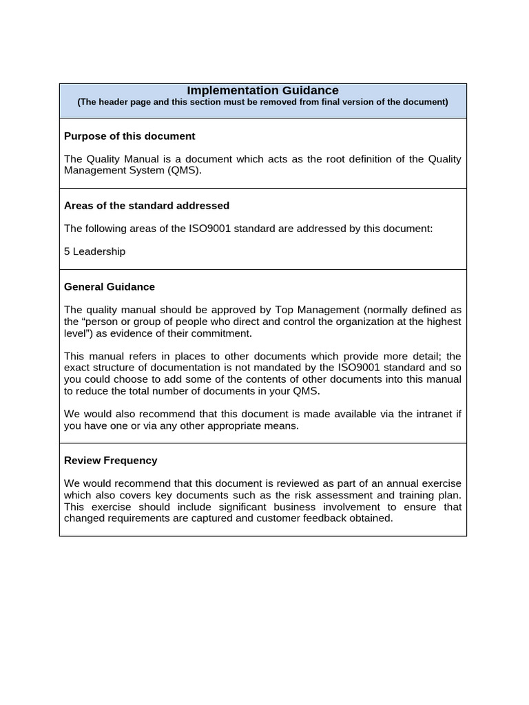 Quality Management System Manual Guide | PDF | Iso 9000 | Quality ...
