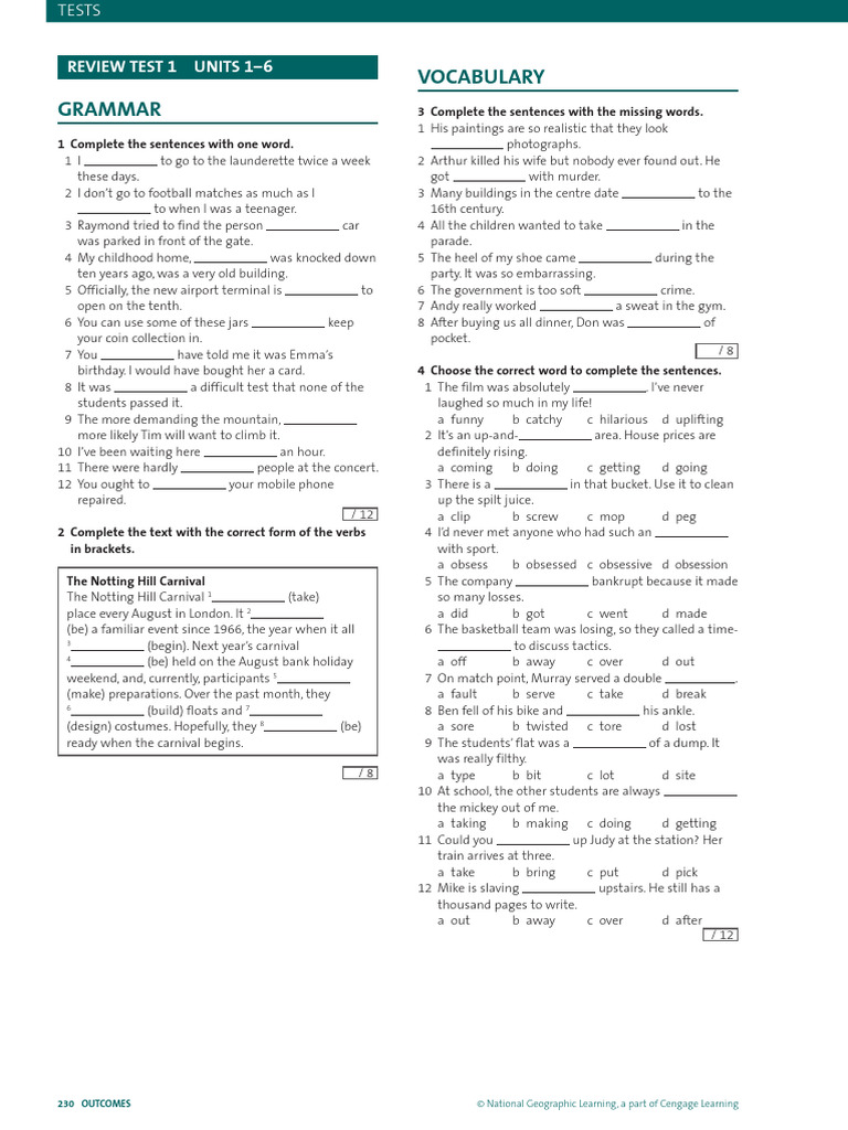 Upper Intermediate - Review Test 1 | PDF