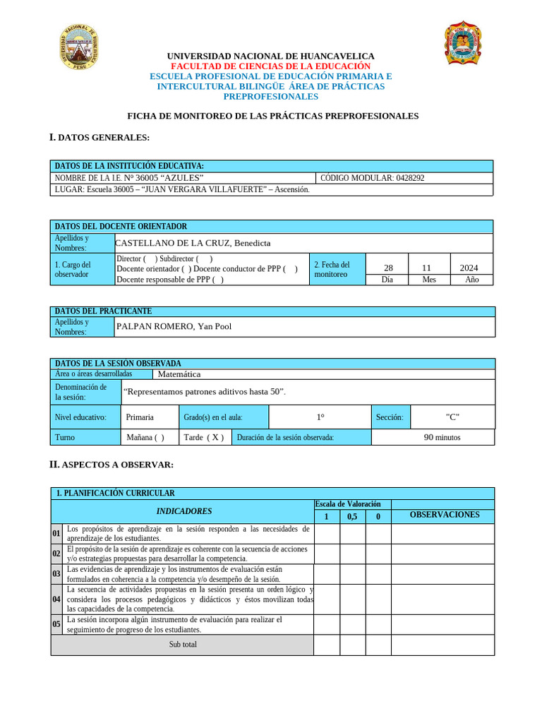 FICHA DE MONITOREO mate | PDF | Evaluación | Aprendizaje
