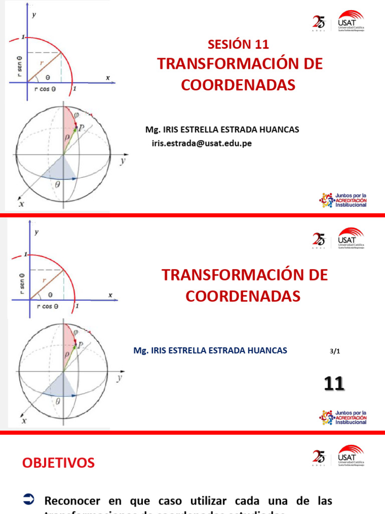 SESIÓN 11- TRANSFORMACION DE COORDENADAS | PDF | Sistema coordinado | Ecuaciones