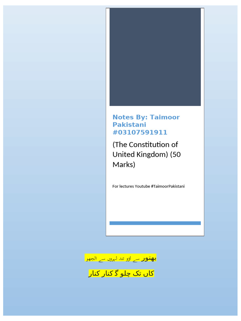 Overview of the UK Constitution Features | PDF | Monarchy Of The United ...
