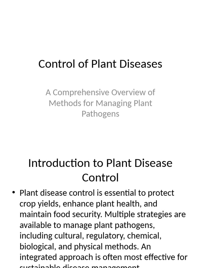 Detailed Control of Plant Diseases Presentation | PDF | Sustainable ...