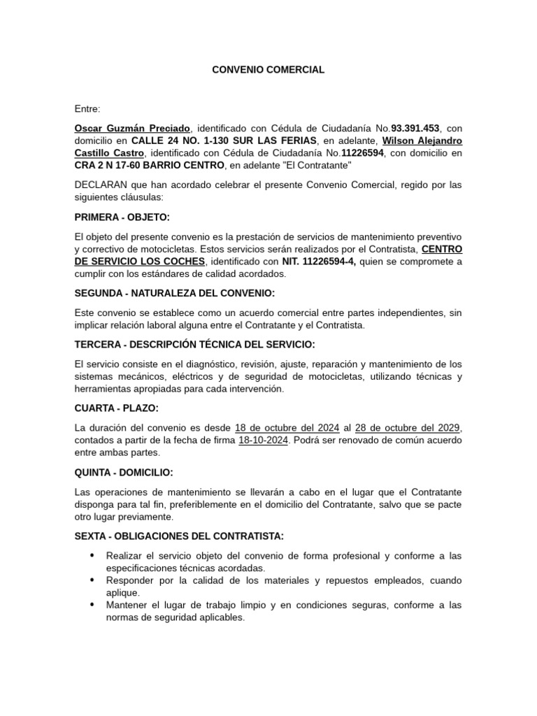 Convenio Comercial | PDF | Outsourcing