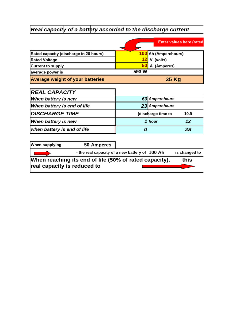 Battery Calculation en | PDF | Volt | Metrology