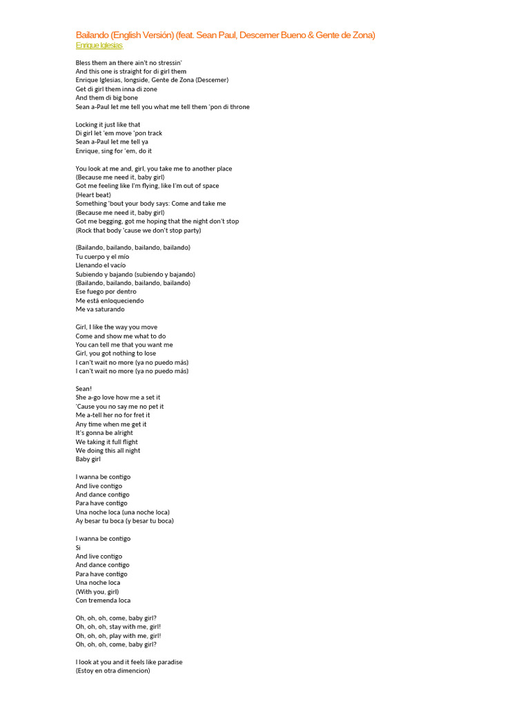 Bailando Enrique Iglesias | PDF | Latin American Music | Dance Pop Songs