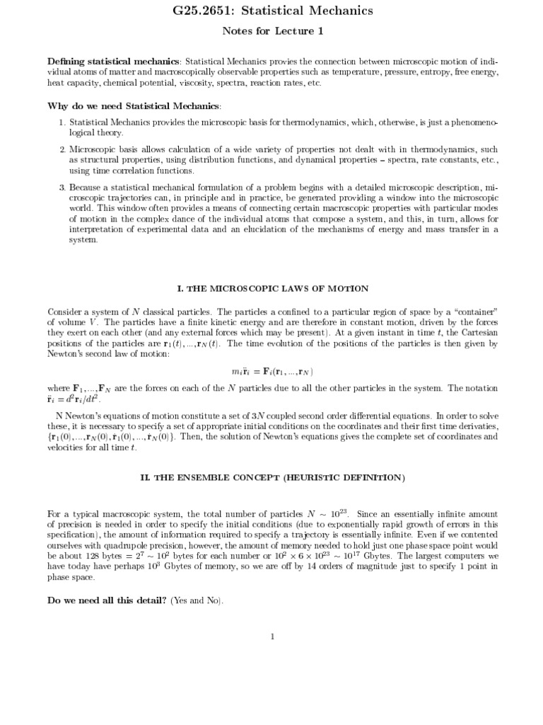 Thermodynamics Statistical Mechanics Notes - Libgen.li | PDF