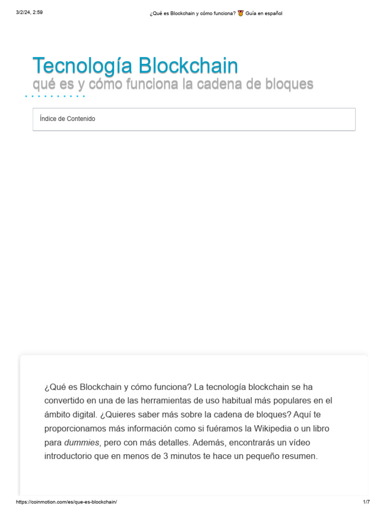 ¿Qué es Blockchain y cómo funciona_ ? Guía en español | PDF ...