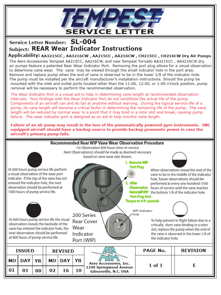 Tempest Vacuum Pump Wear Inspection | PDF | Pump | Gas Technologies