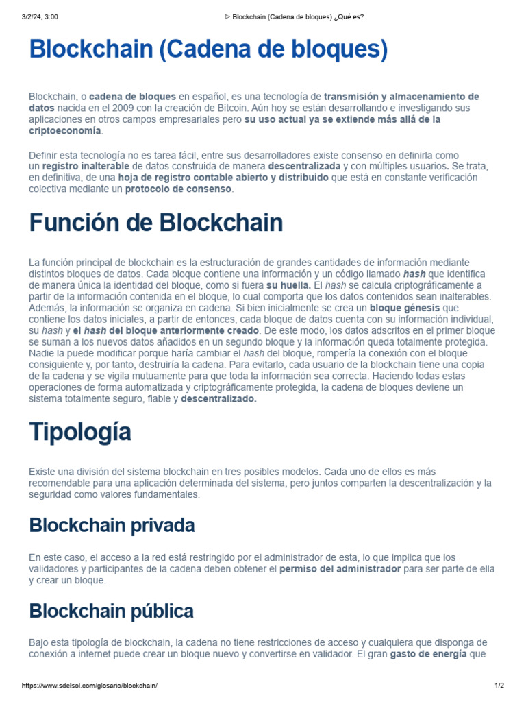 Blockchain (Cadena de Bloques) ¿Qué Es | PDF | Informática | Ciencias ...