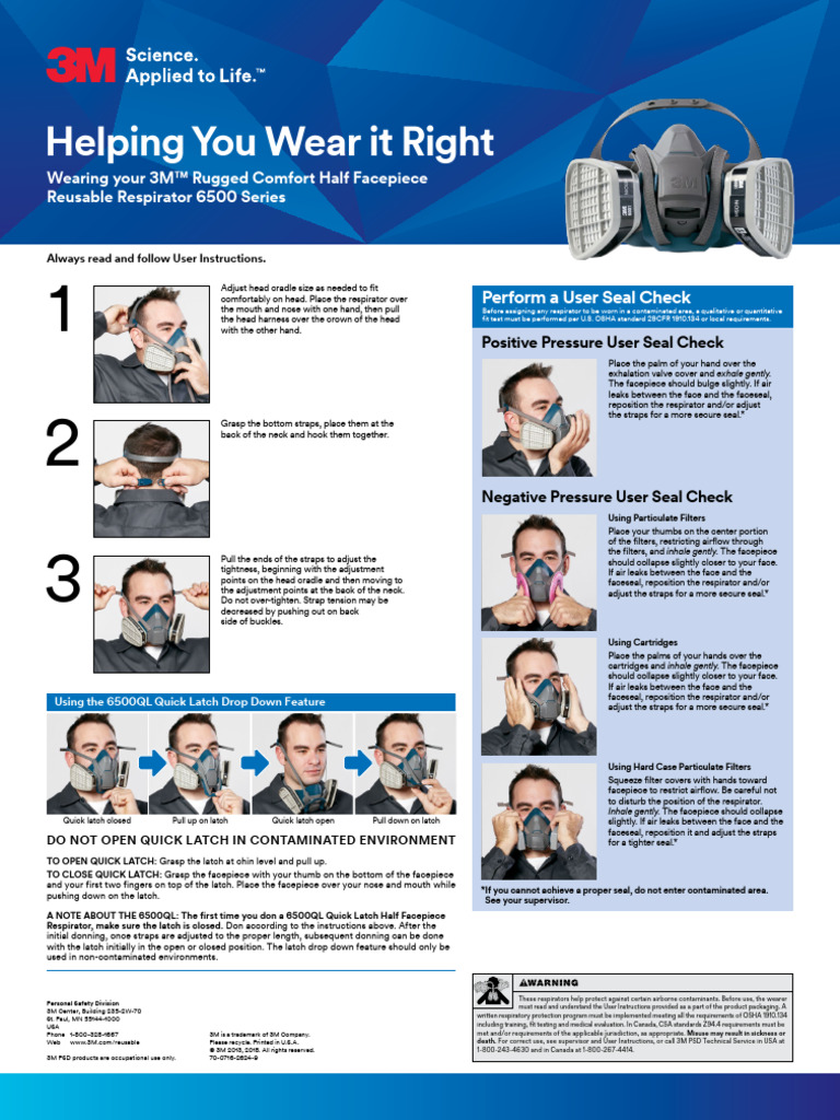 70-0716-2624-9 - 6500 Half Face Respirator Poster - EN-LR | PDF