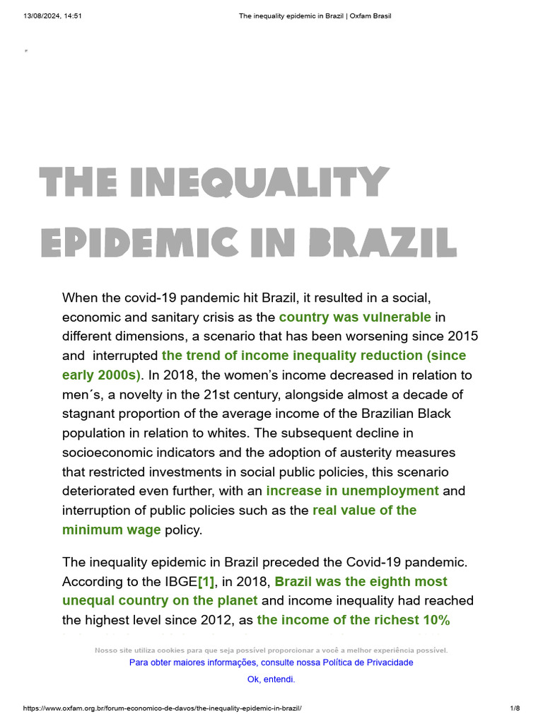 The Inequality Epidemic in Brazil - Oxfam Brasil | PDF | Economic ...