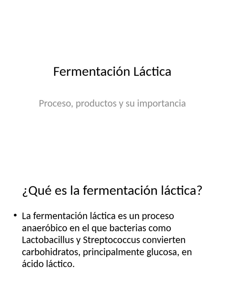 Fermentación Láctica: Proceso y Beneficios | PDF