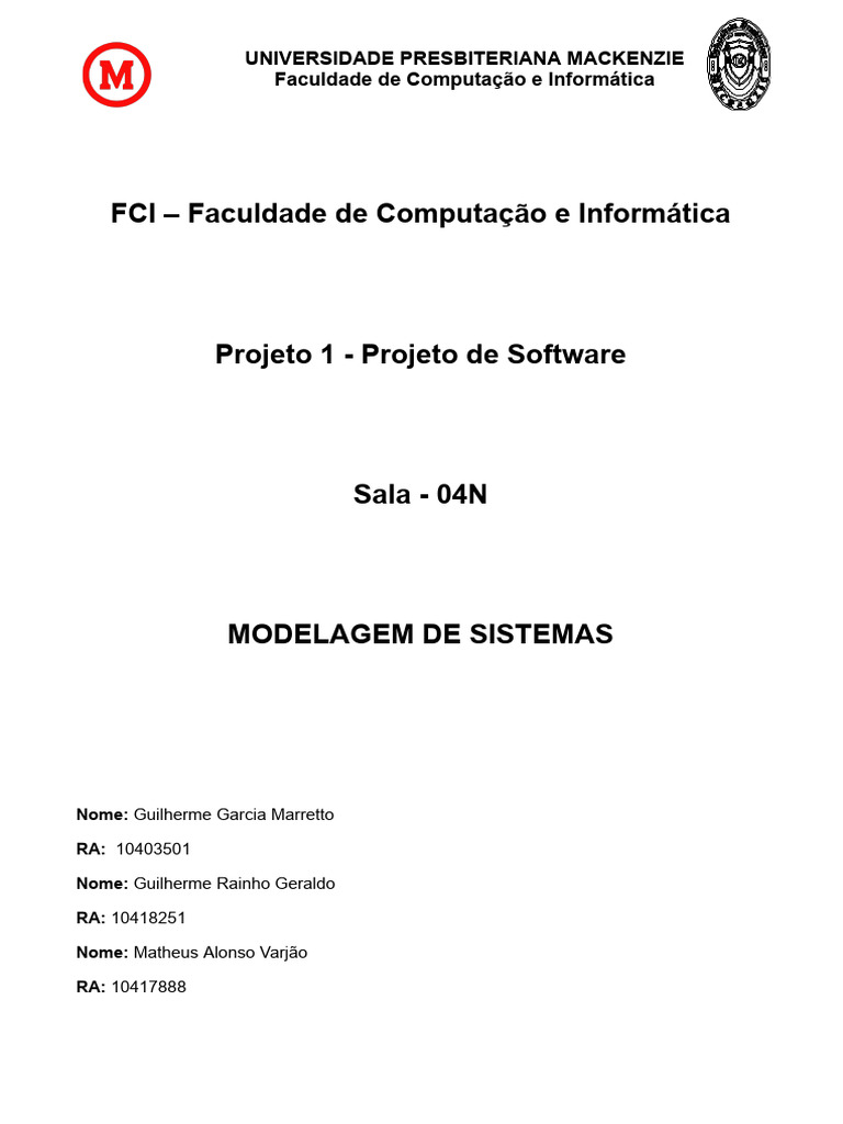 Entrega 02 - Proj. de Software | PDF