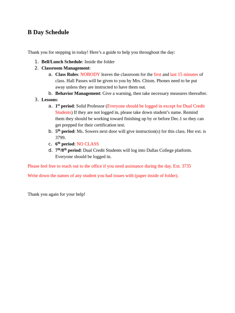 B Day Sub Letter | PDF