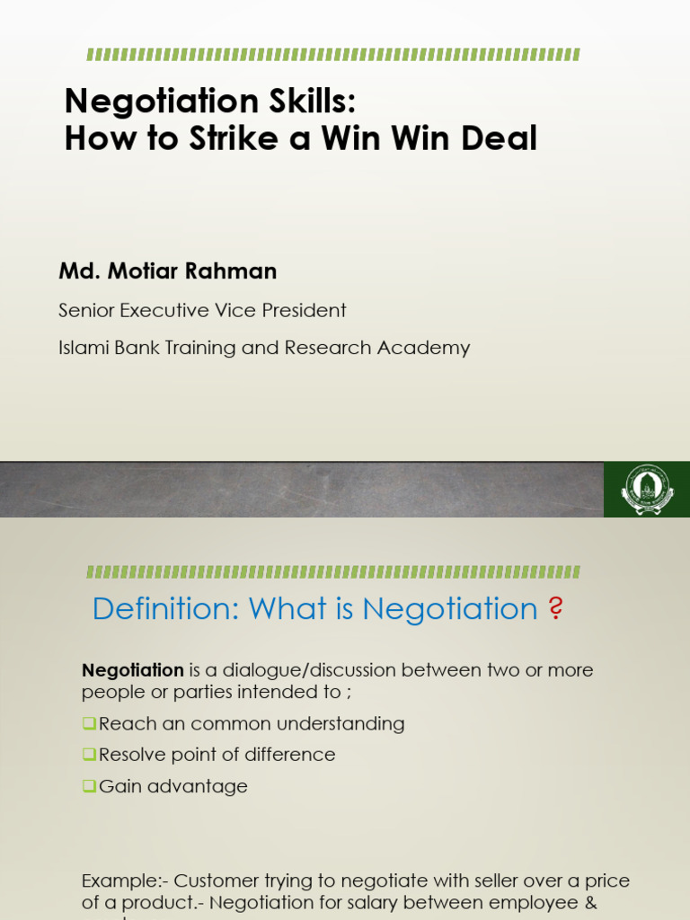 Negotiation Skills | PDF | Negotiation | Psychological Concepts