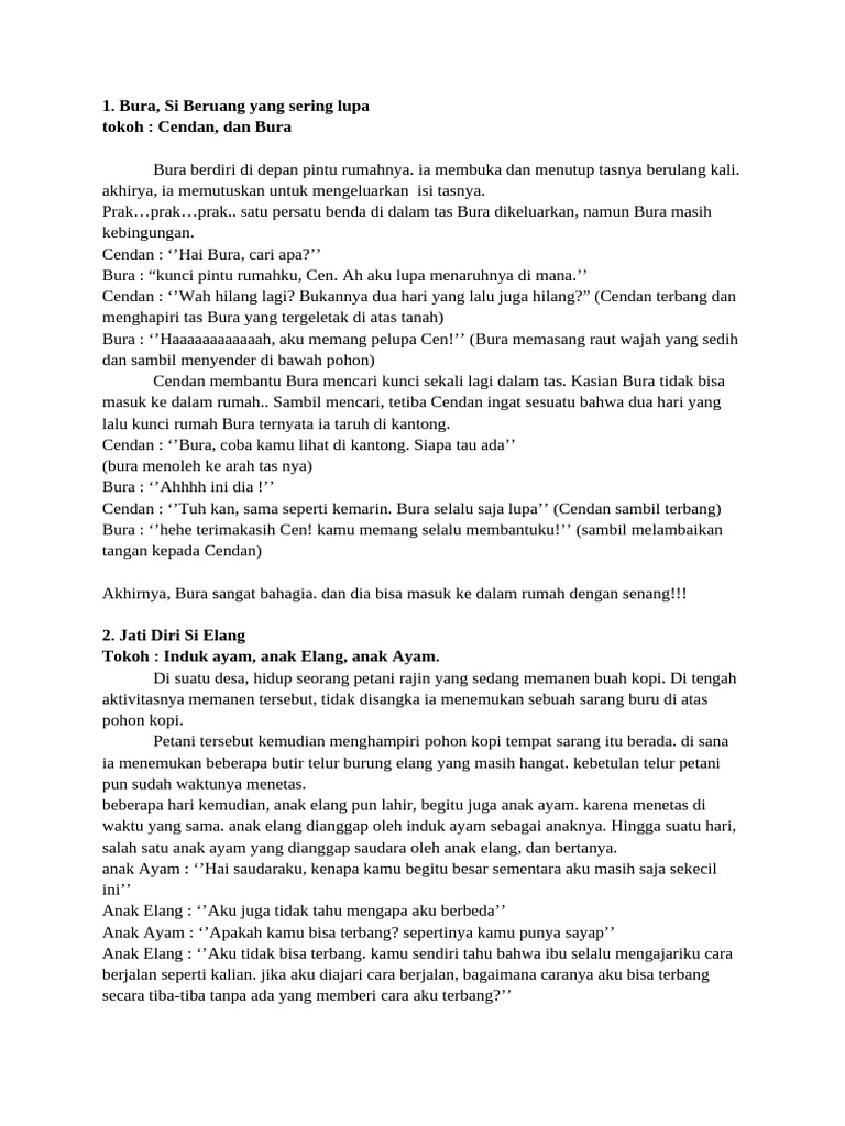 Dialog Singkat Fabel Praktek SBD | PDF