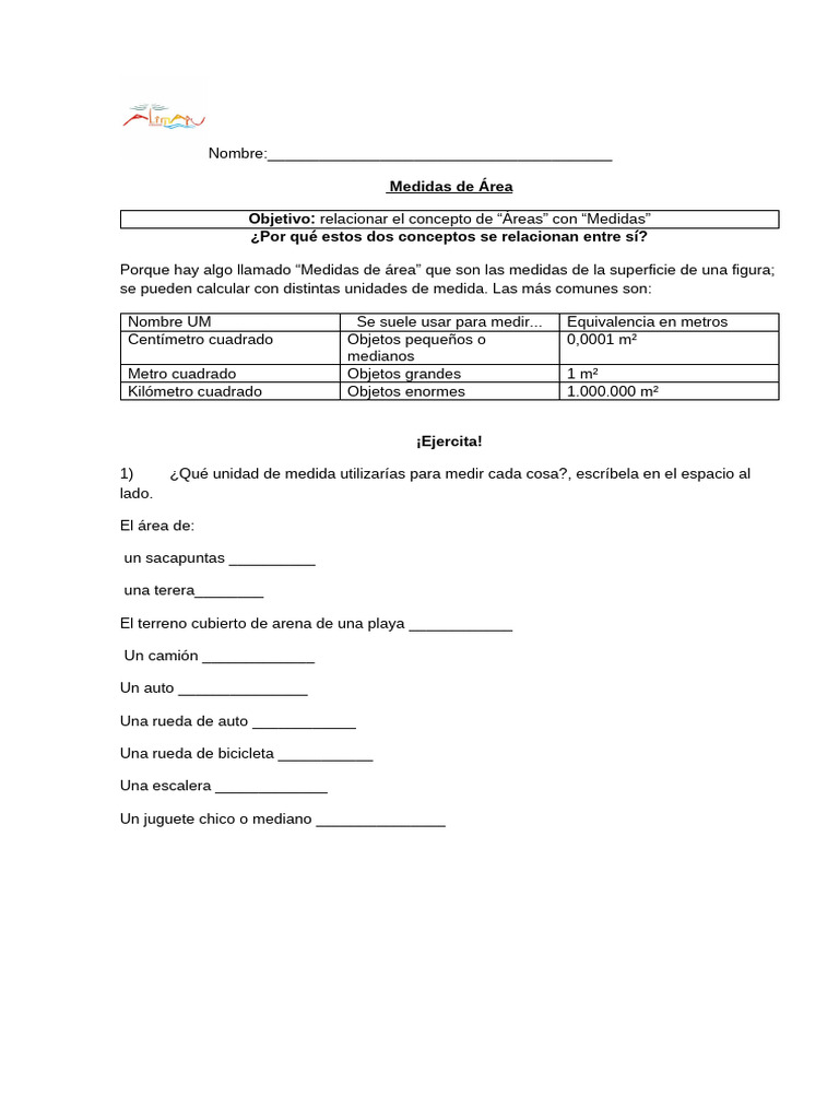 Medidas de Área: Unidades y Ejercicios | PDF