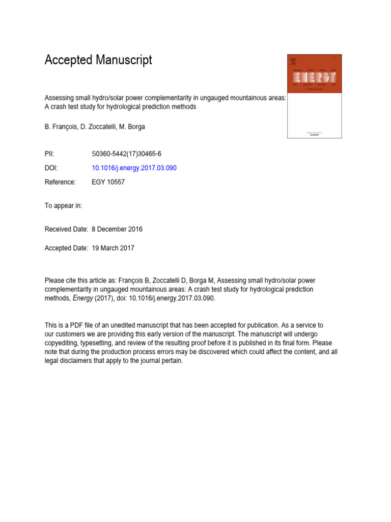 2017 - Assessing Small Hydro-Solar Power Complementarity in Ungauged ...