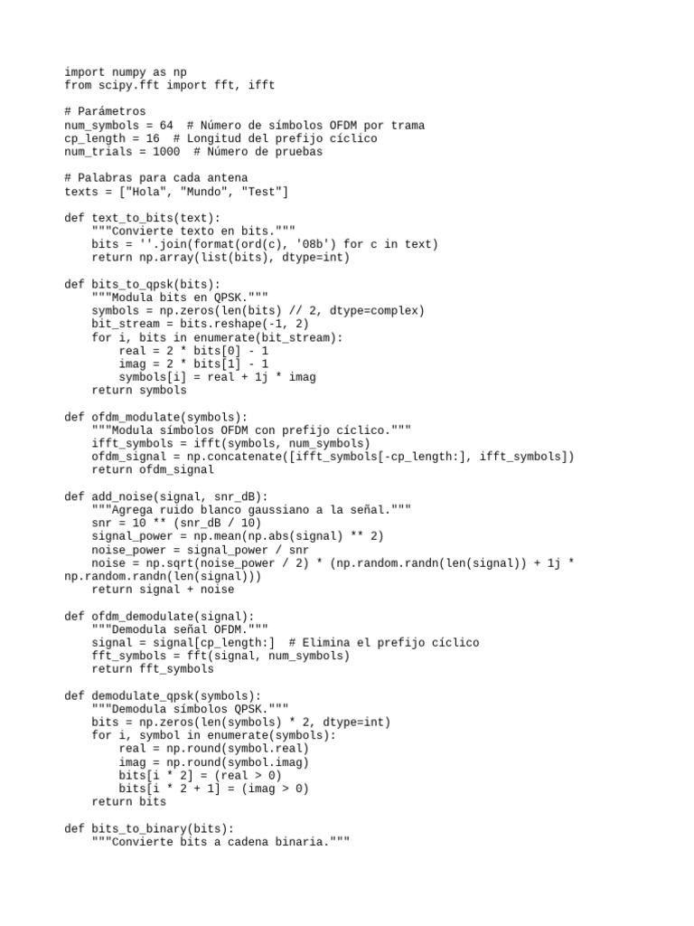 OFDM QPSK BER Calculation in Python | PDF | Computing | Electronics