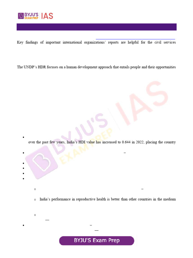 Human Development Report 2023-2024 Insights | PDF | Human Development ...