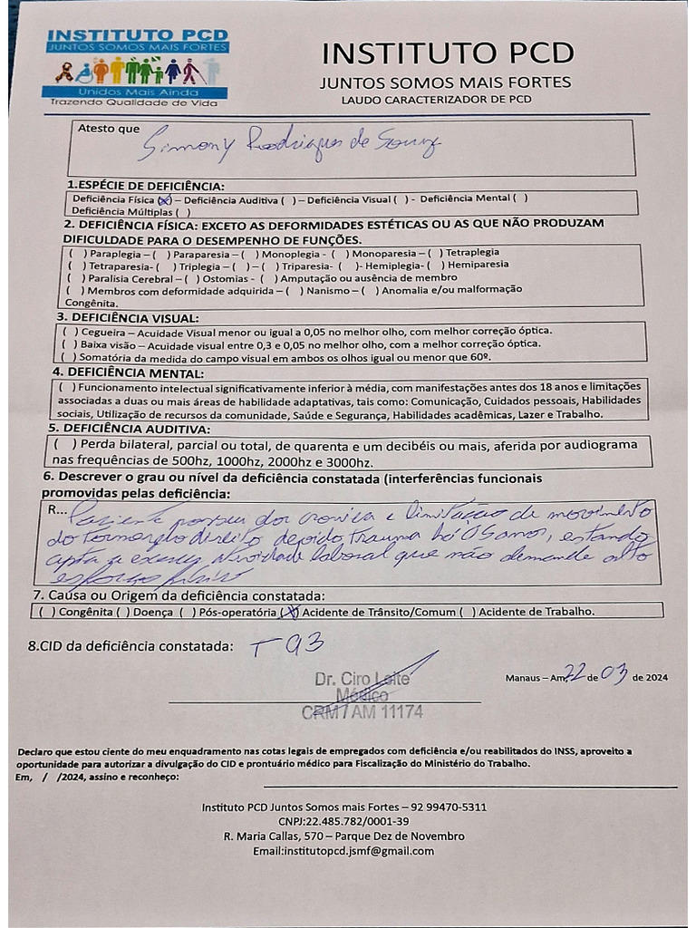 Atual Laudo PCD | PDF