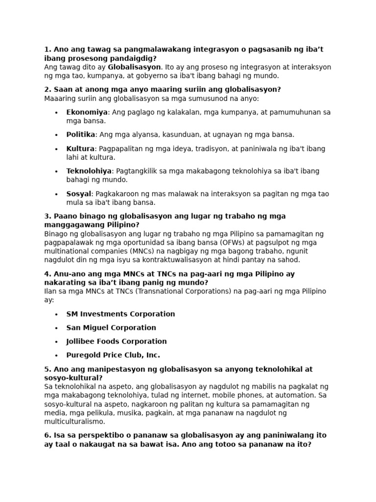 Ap Pointers To Review Quarter 2 Grade 10 | PDF