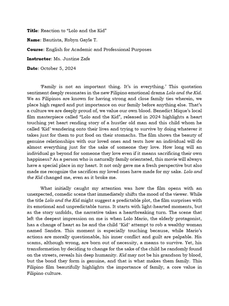 REACTION PAPER | PDF