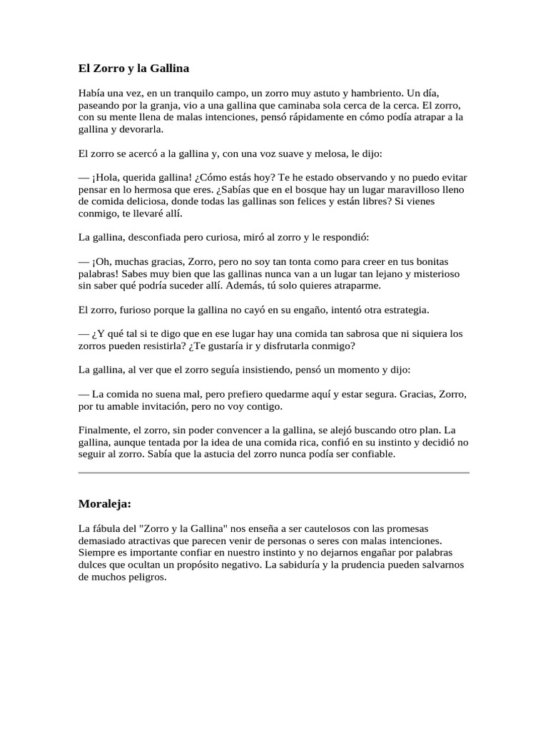 El Zorro y La Gallina | PDF