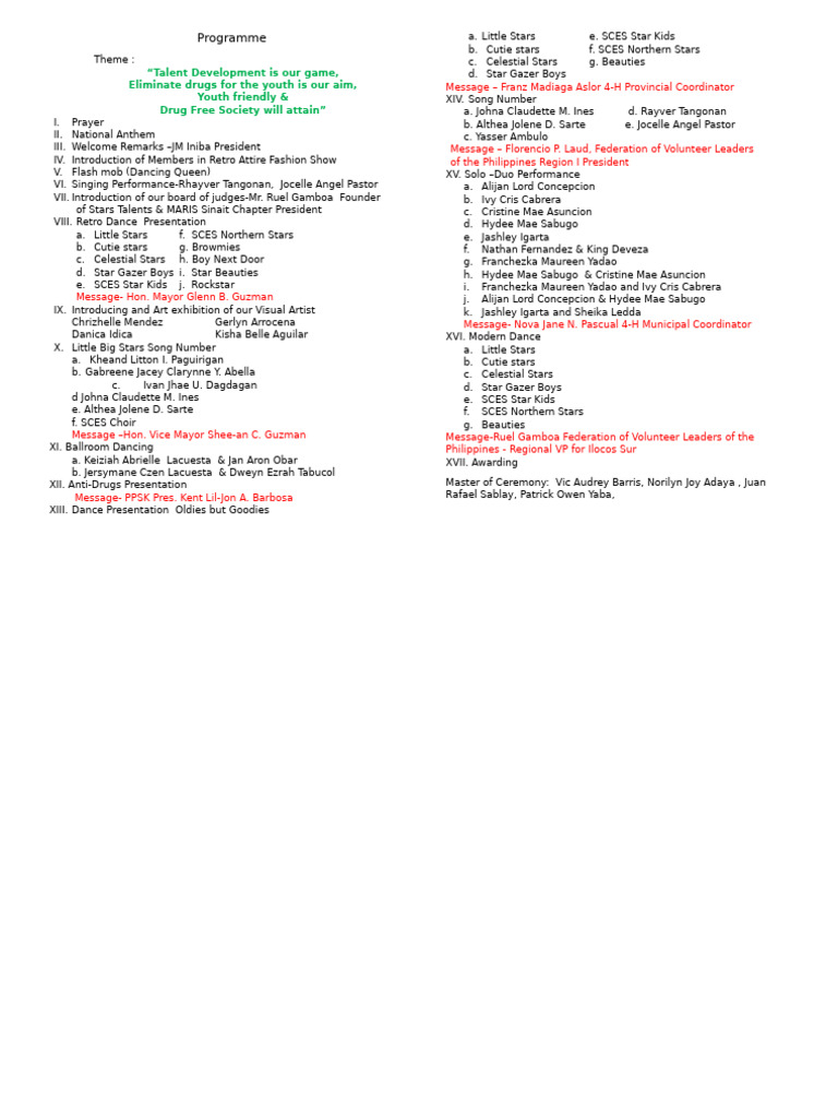 Stars Talents BIda Kabataan | PDF