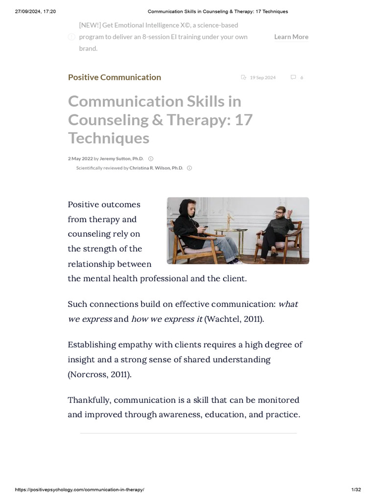 Communication Techniques in Counseling | PDF | Psychotherapy ...