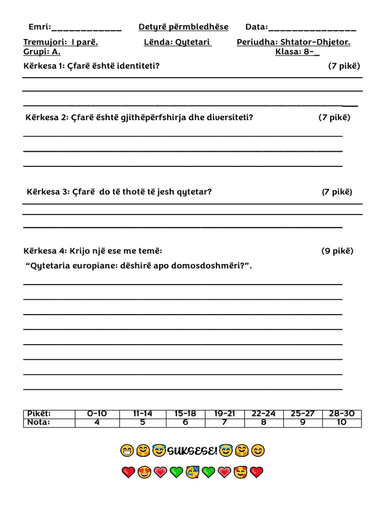 ?detyrë Përmbledhëse Qytetari | PDF