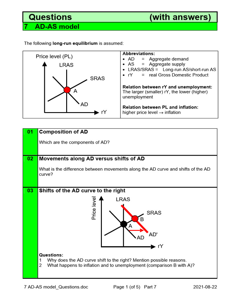 7 Ad as Model Questions | PDF | Inflation | Phillips Curve