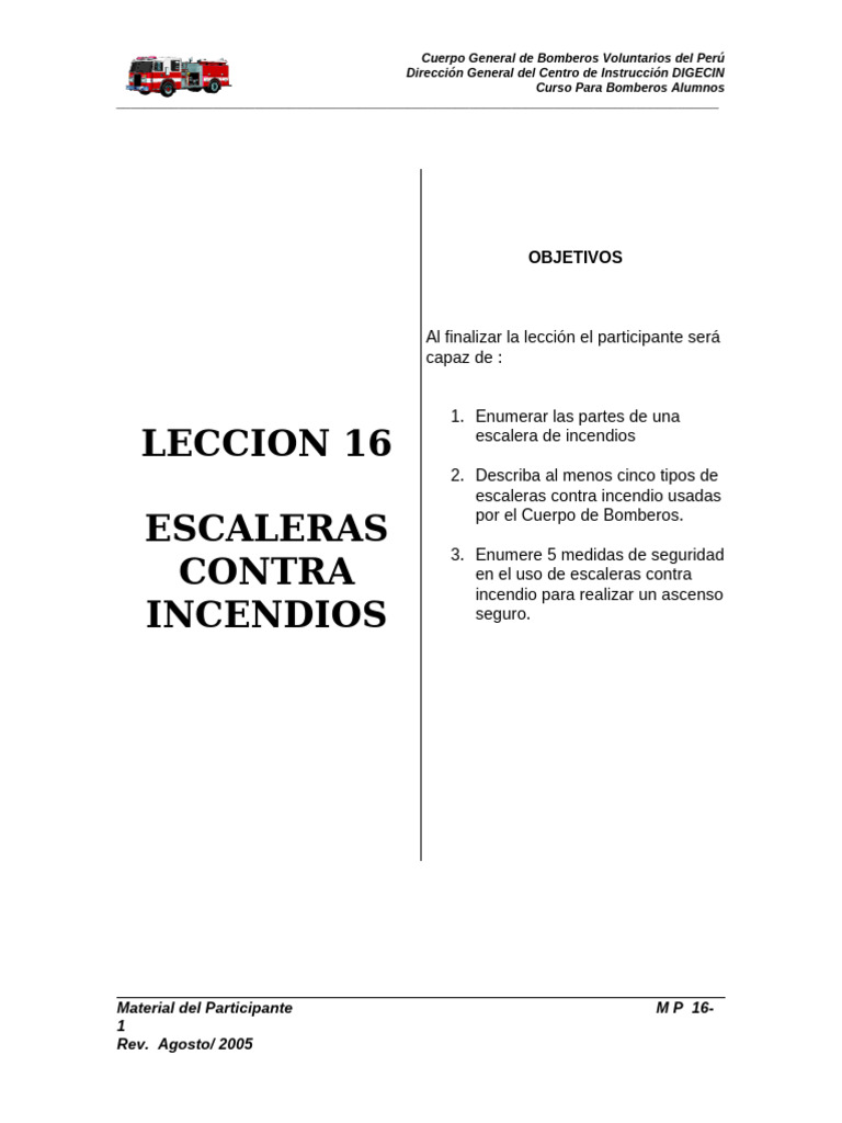 Leccion 16 Escaleras Contra Incendio | PDF | Escalera | Bombero