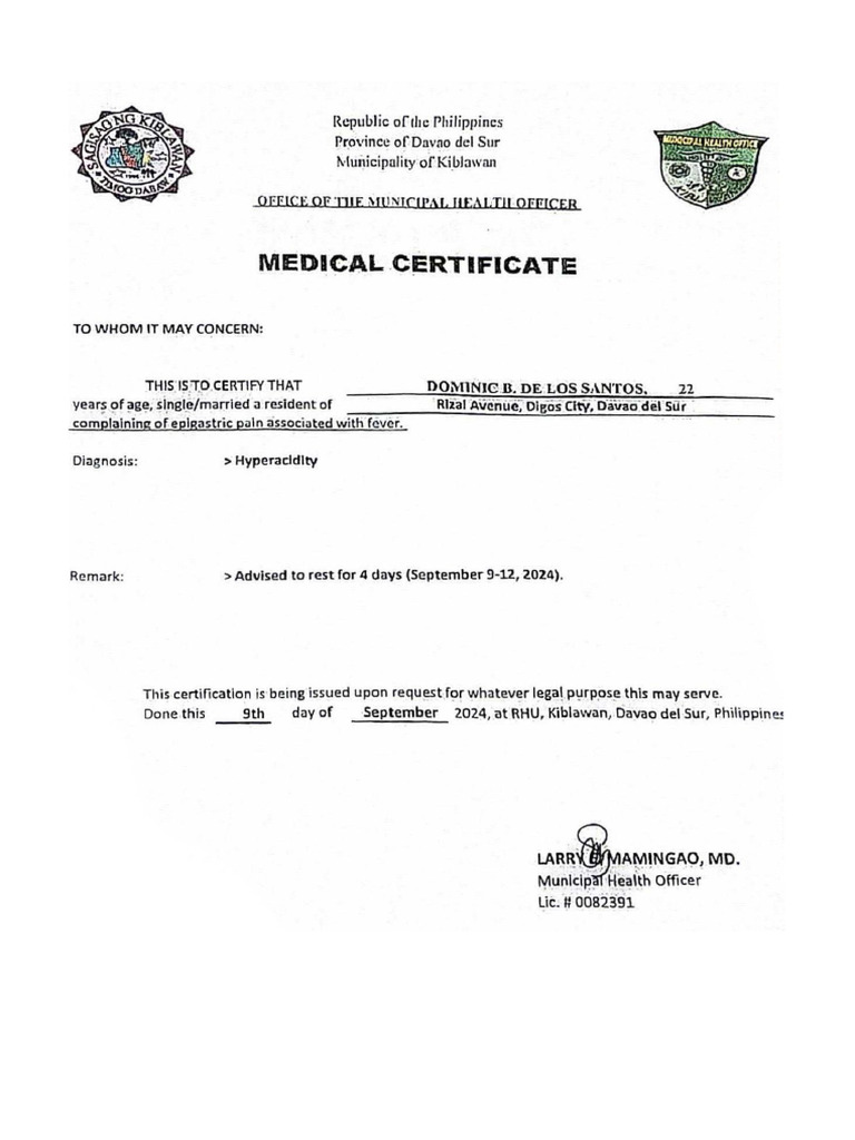Dom MedCert | PDF