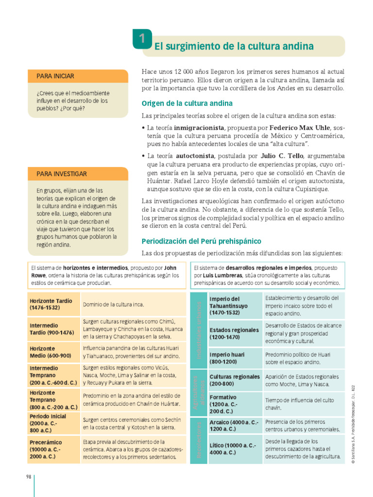 Origen y Evolución de la Cultura Andina | PDF | Andes | Era precolombina