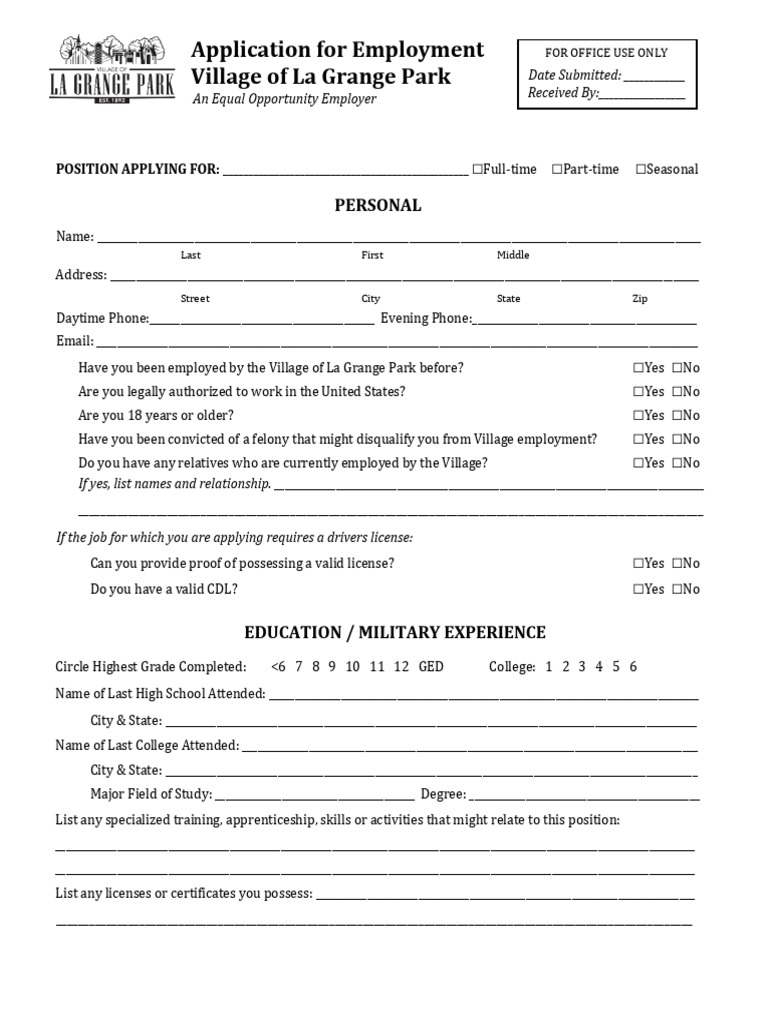 Application For Employment - Rev 2023 - Fillable - 202308011132488805 ...