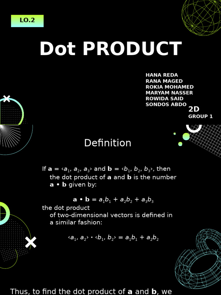 Dot Product | PDF | Perpendicular | Angle
