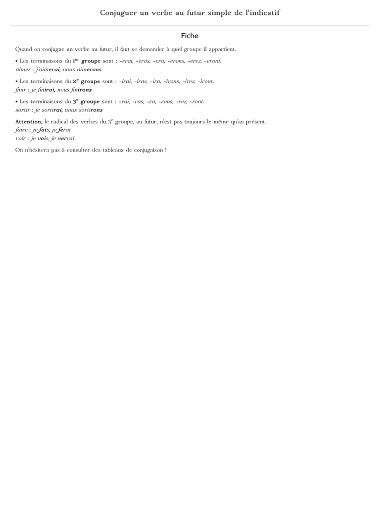Conjugaison des verbes au futur simple | PDF | Verbe | Syntaxe