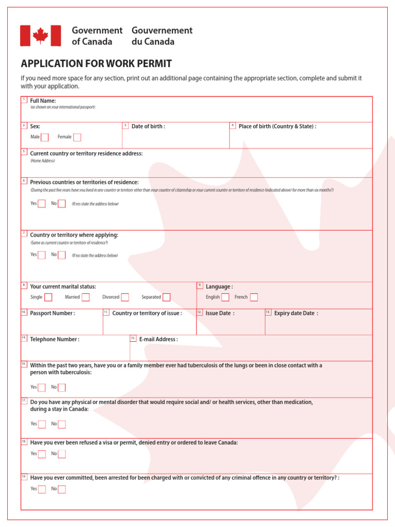 Canada Work Permit Application Form | PDF | Justice | Crime & Violence