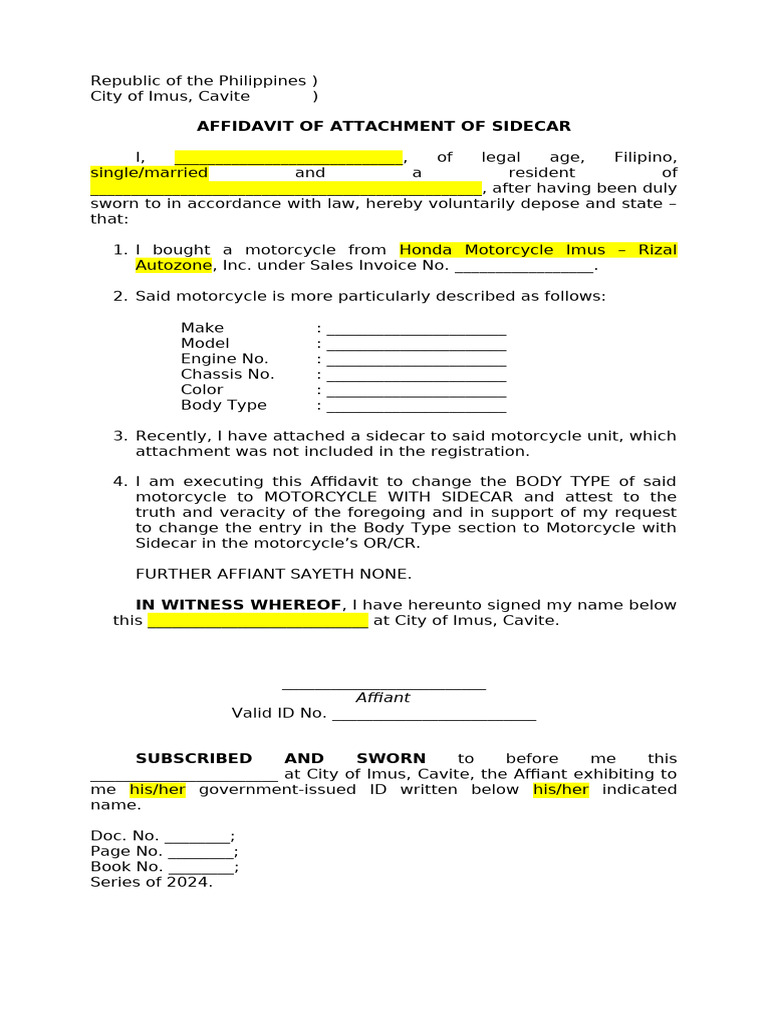 Affidavit of Attachment | PDF