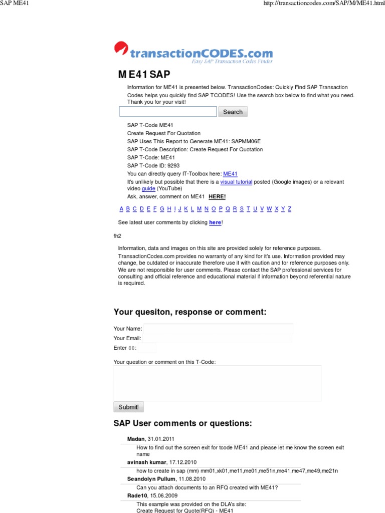 Sap Me41 | PDF | Request For Proposal | Business