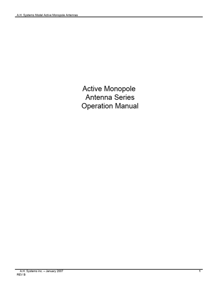 Active Monopole Antennas Operation Manual | PDF | Antenna (Radio) | Decibel