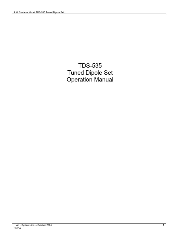 TDS-535 Operation Manual | PDF | Antenna (Radio) | Electromagnetic ...