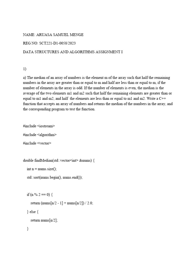 Ics 2105 Data Structures And Algorithms Assignment 1 Pdf C Computing 